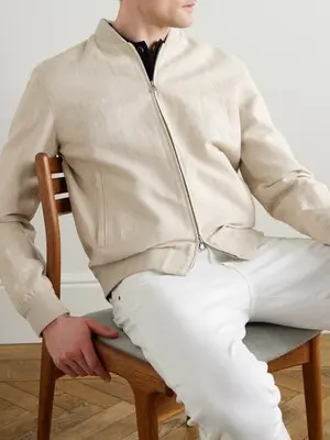 Mr P. Linen And Cotton-blend Bomber Jacket - Neutrals