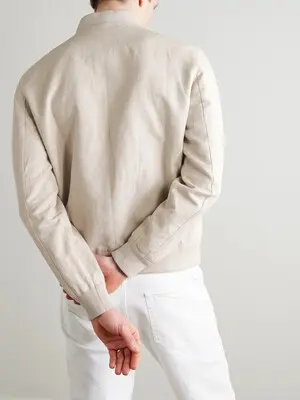 Mr P. Linen And Cotton-blend Bomber Jacket - Neutrals