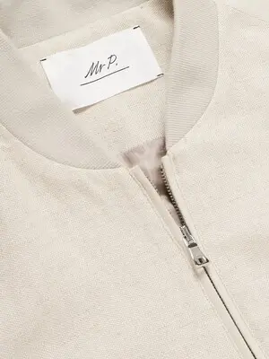 Mr P. Linen And Cotton-blend Bomber Jacket - Neutrals