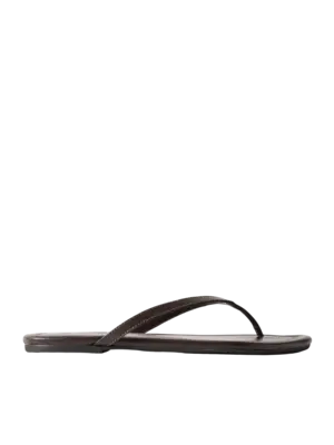 Staud Freja Leather Flip Flops - Brown