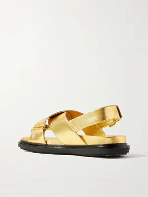 Marni Fussbett Metallic Leather Slingback Sandals - Gold
