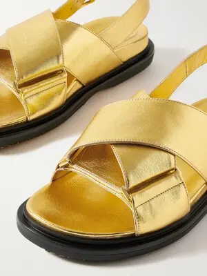 Marni Fussbett Metallic Leather Slingback Sandals - Gold