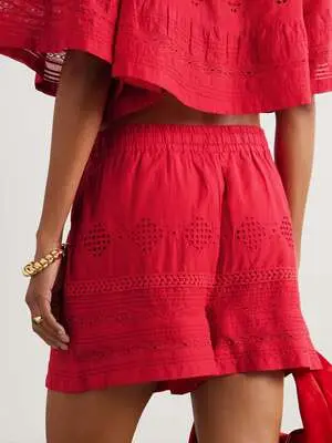 MARANT ETOILE Damina Crochet-trimmed Broderie Anglaise Organic Cotton-voile Shorts