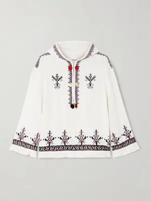 MARANT ETOILE Kameya Hooded Embroidered Blouse - Neutrals
