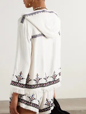 MARANT ETOILE Kameya Hooded Embroidered Blouse - Neutrals