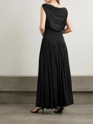 ABADIA Gwen One-shoulder Maxi Dress - Black