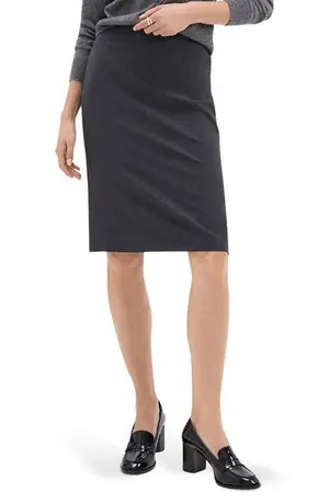 Theory Trace Slim Fit Stretch Wool Skirt - Charcoal Melange