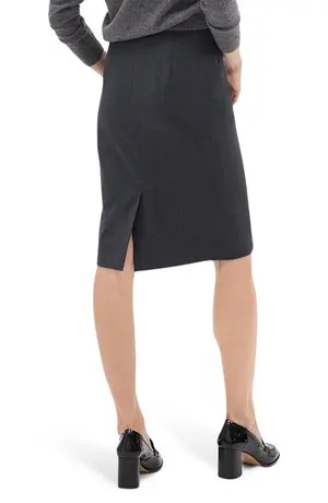 Theory Trace Slim Fit Stretch Wool Skirt - Charcoal Melange