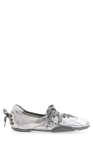 Acne Studios Bilaria Metallic Leather Sneakers - Silver/grey