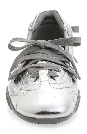 Acne Studios Bilaria Metallic Leather Sneakers - Silver/grey