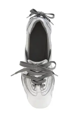 Acne Studios Bilaria Metallic Leather Sneakers - Silver/grey