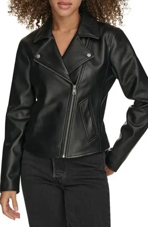 LEVI'S Essential Faux Leather Moto Jacket - Black