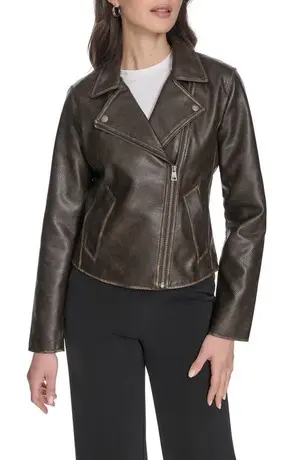 LEVI'S Essential Faux Leather Moto Jacket - Brown