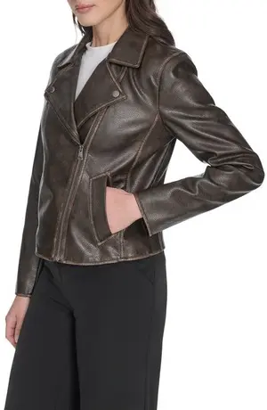 LEVI'S Essential Faux Leather Moto Jacket - Brown