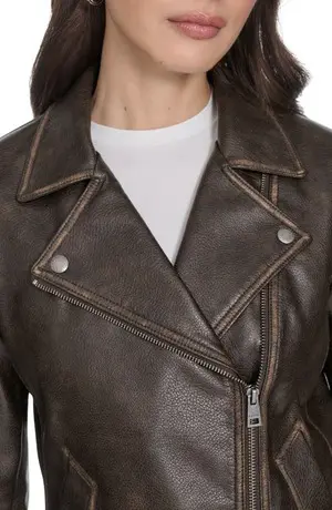 LEVI'S Essential Faux Leather Moto Jacket - Brown