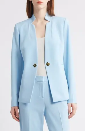 TAHARI ASL Notch Neck One-button Jacket - Ice Blue