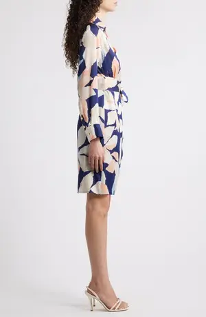 TAHARI ASL Print Tie Waist Dress