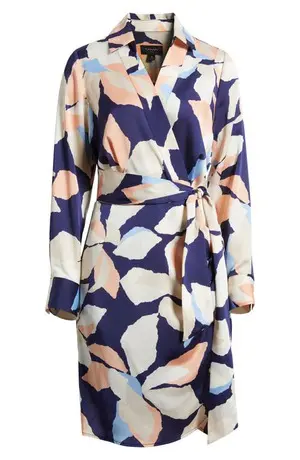 TAHARI ASL Print Tie Waist Dress