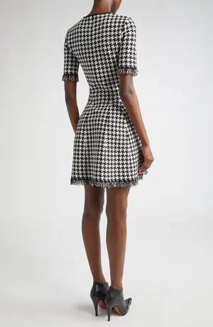 Alexander McQueen Houndstooth Fit & Flare Minidress