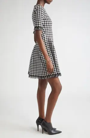 Alexander McQueen Houndstooth Fit & Flare Minidress