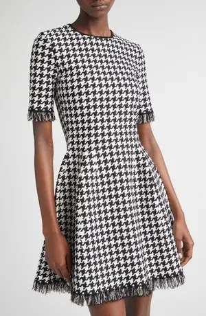 Alexander McQueen Houndstooth Fit & Flare Minidress