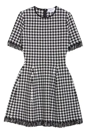 Alexander McQueen Houndstooth Fit & Flare Minidress