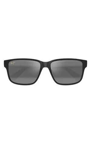 Maui Jim Maui Jim 58mm Rectangular Sunglasses Matte Black/ Neutral Grey