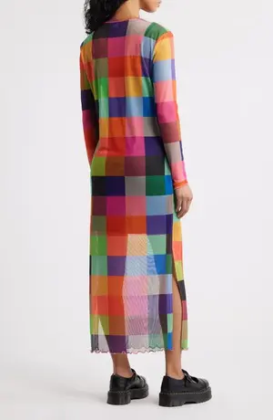 DRESSED IN LALA Long Sleeve Mesh Midi Dress
