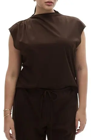 Mango Candela Extended Shoulder Funnel Neck Top