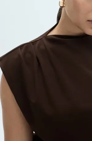 Mango Candela Extended Shoulder Funnel Neck Top