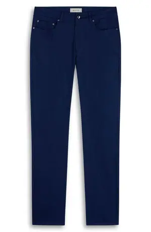 Bugatchi Preston Stretch Linen & Cotton Straight Leg Pants - Navy