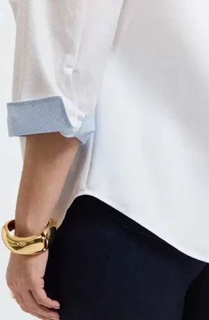 Foxcroft Margie Three-quarter Sleeve Button-up Shirt - White