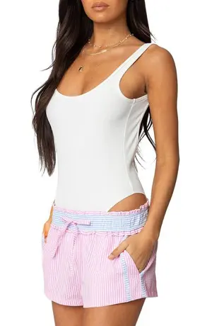 EDIKTED Evonne Open Back Rib Tank Bodysuit
