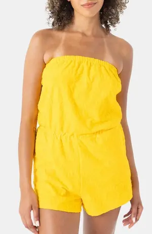 Roxy Roxy Special Feeling Strapless Cover-Up Romper Golden Rod