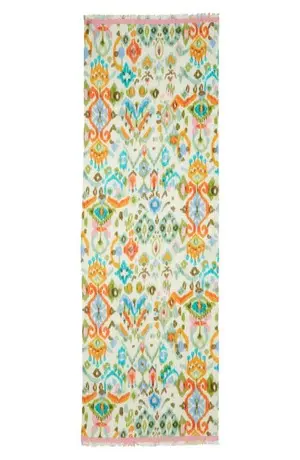 Echo Metallic Ikat Floral Scarf - Cream