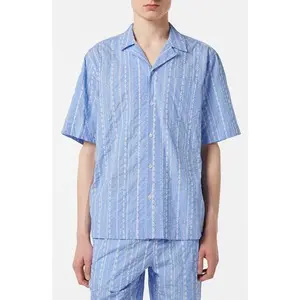 Scotch & Soda Embroidered Cotton Camp Shirt - Sky Blue