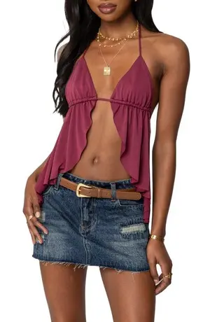 EDIKTED Calla Split Front Halter Top
