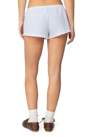EDIKTED Danna Pinstripe Shorts - Light-blue