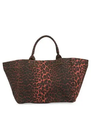 GANNI Xxl Leopard Print Shopper