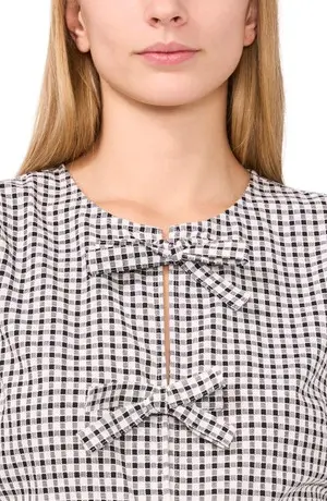 CECE DUPRAZ Gingham Bow-detailed Cotton Peplum Top