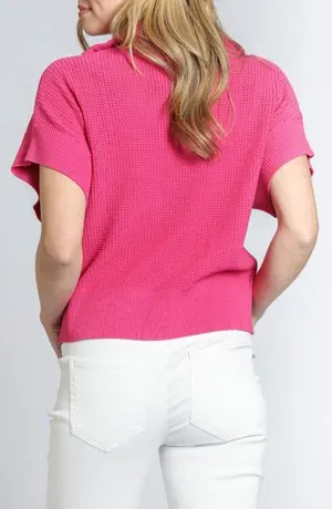 APNY Open Stitch Quarter Zip Sweater - Pink