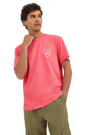 LEEM Heart Logo Embroidered Cotton T-shirt