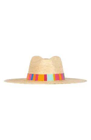 SUNSHINE TIENDA Marta Palm Straw Sun Hat - Pink Multi
