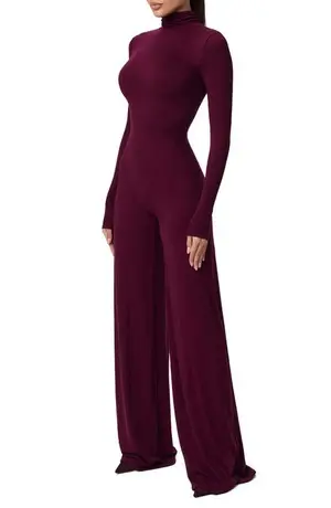 Naked Wardrobe Sculpt Turtleneck Wide Leg Jumpsuit
