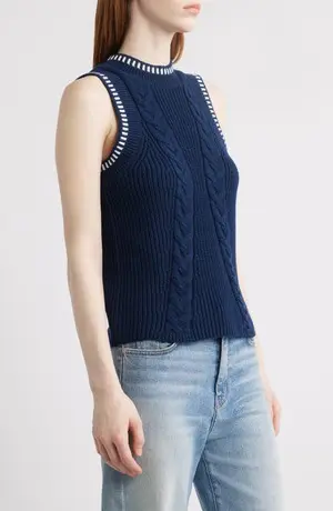 525 America 525 Zoey Cable Stitch Sweater Vest