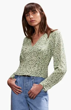 RO&ZO Ditsy Pintuck Blouse