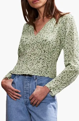 RO&ZO Ditsy Pintuck Blouse
