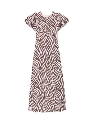 RO&ZO Puff Sleeve Midi Dress - Brown