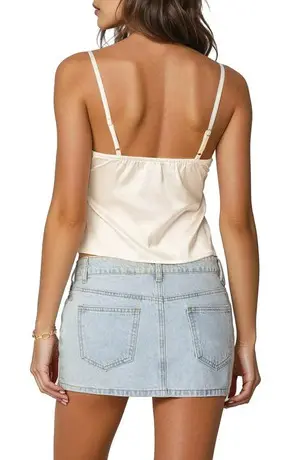EDIKTED Tamar Lace Trim Satin Camisole - Cream
