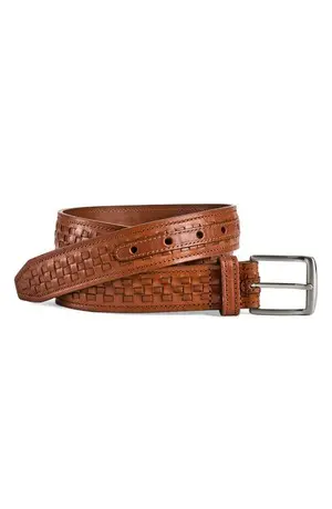 Johnston & Murphy Woven Leather Belt - Brown